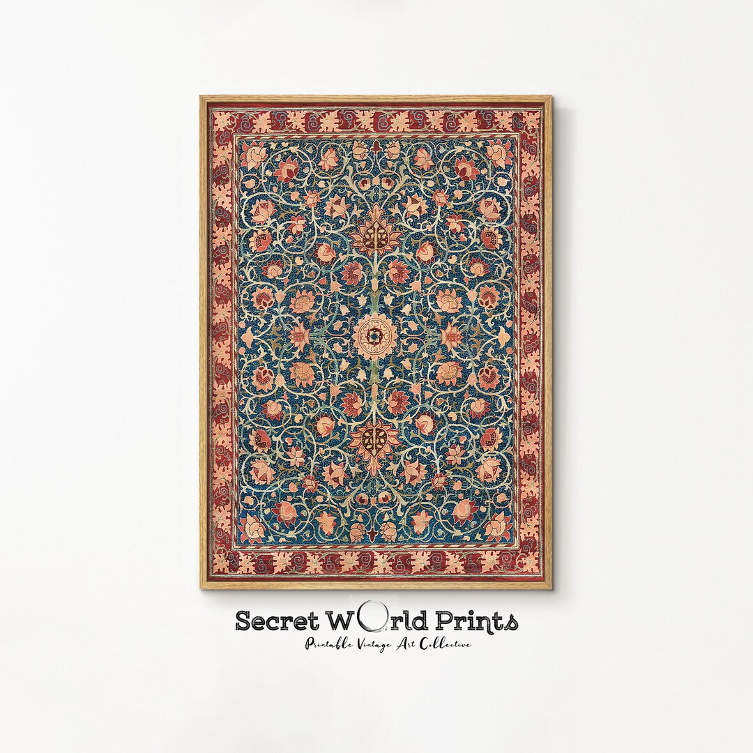 Vintage Textile Wall Art | Rug Pattern Print | Textile Warm Aesthetic ...