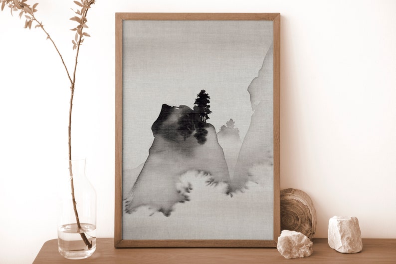 Berge von Suzuki Kiitsu Japanische Berge druckbare Wandkunst Japandi Minimalistisches Dekor ...