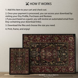 Old Persian Rug Textile Printable | Vintage Rug Pattern Wall Art ...