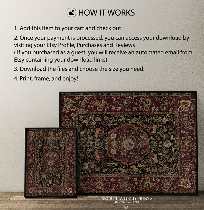 Old Persian Rug Textile Printable Vintage Rug Pattern Wall - Etsy