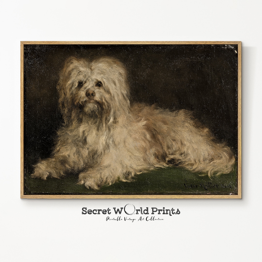 Vintage Dog Printable Wall Art | Dark Academia Aesthetic | White ...