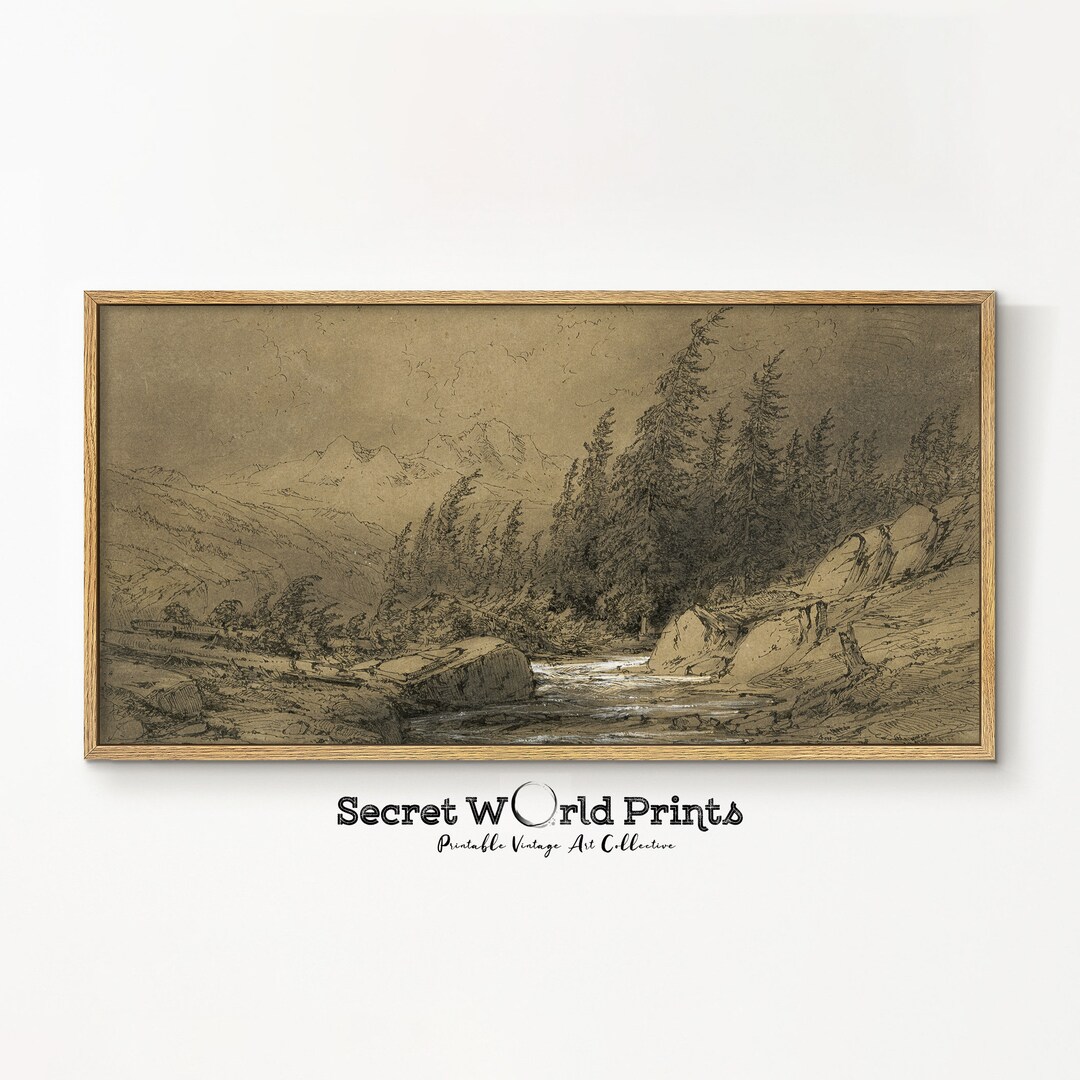 Panoramic Wall Art | Panoramic Drawing Print | Long Narrow Sketch ...