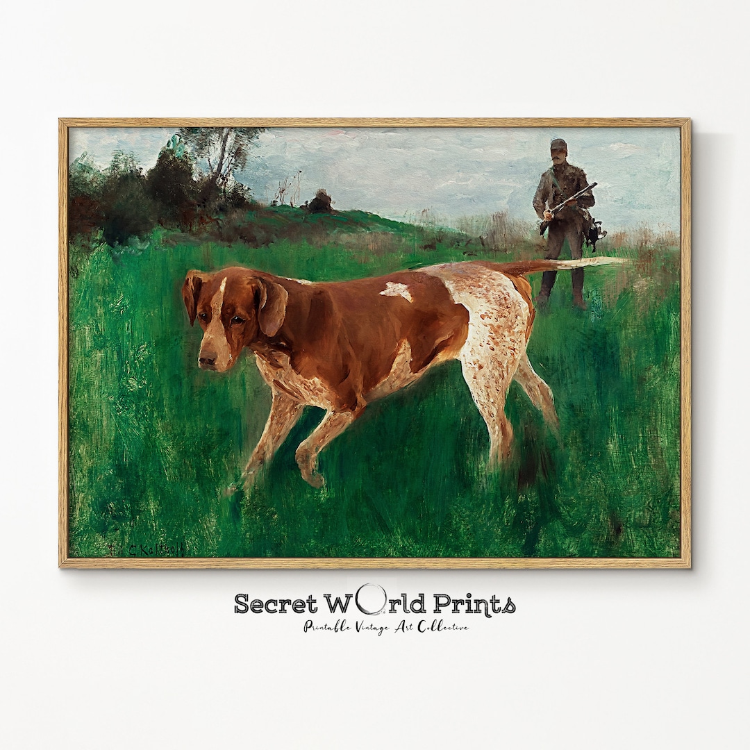Vintage Dog Painting Hunting Hound Print Antique Animal Wall Art ...