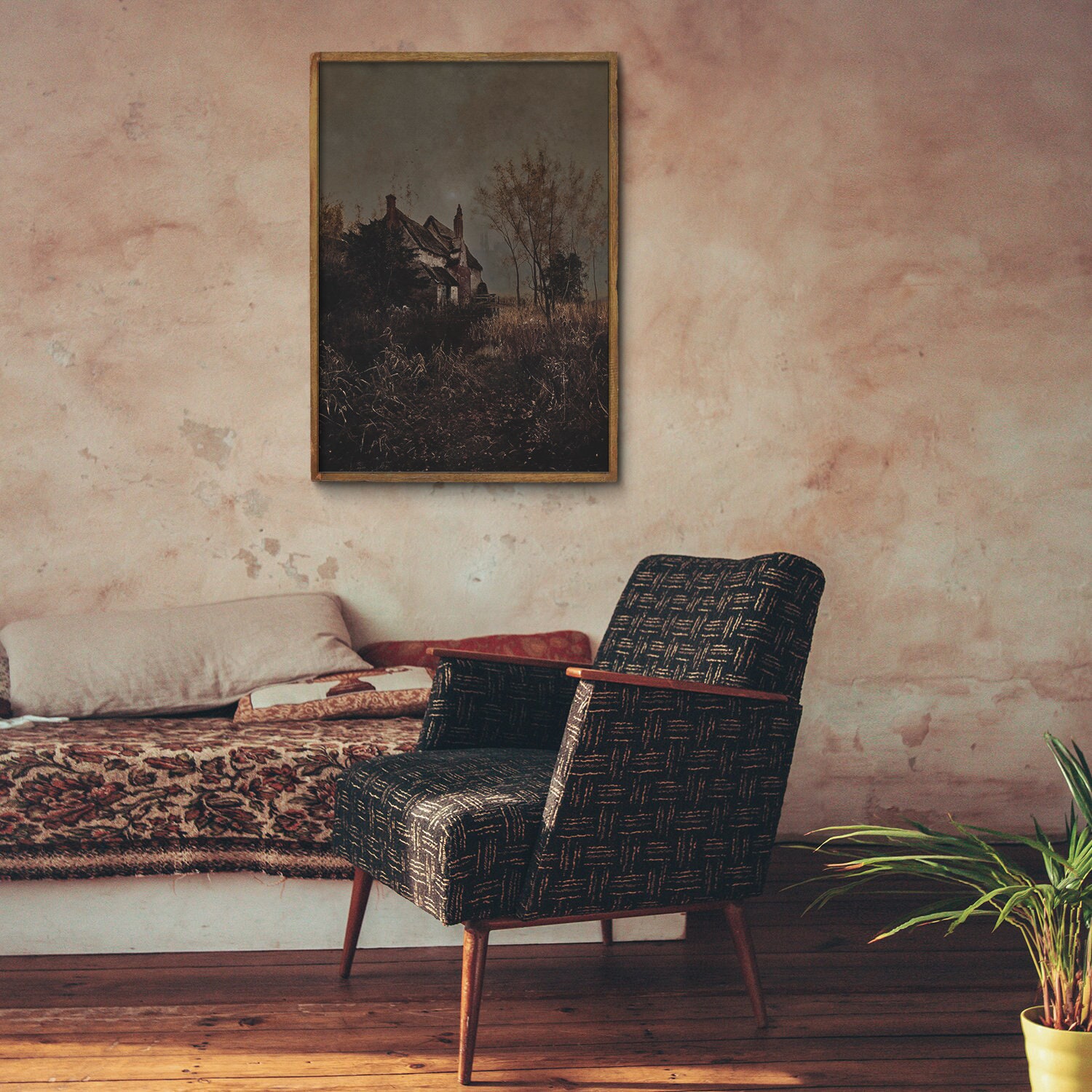 Moody Fall Landscape Painting Printable Wall Art Muted - Etsy