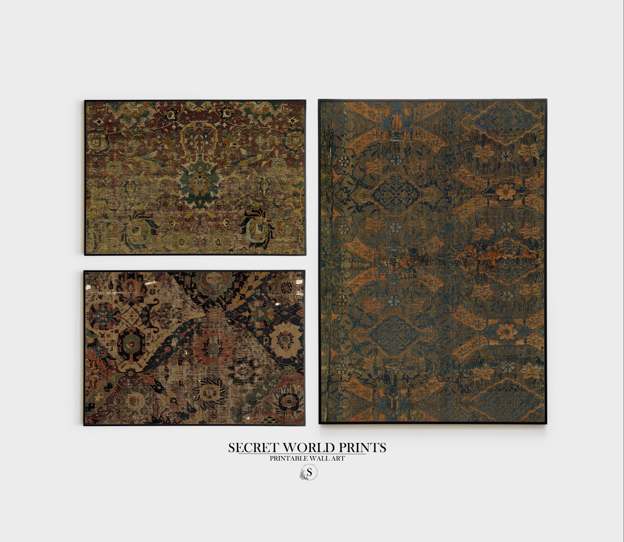 Vintage Rug Pattern Gallery Wall Art Printable Old Rug - Etsy