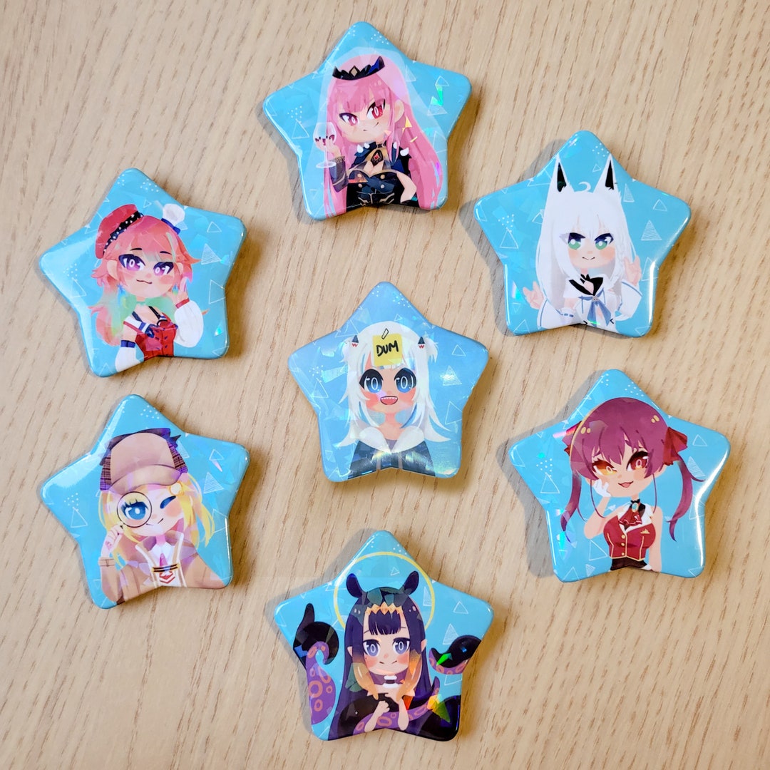 HOLOLIVE Holographic Star Buttons - Etsy