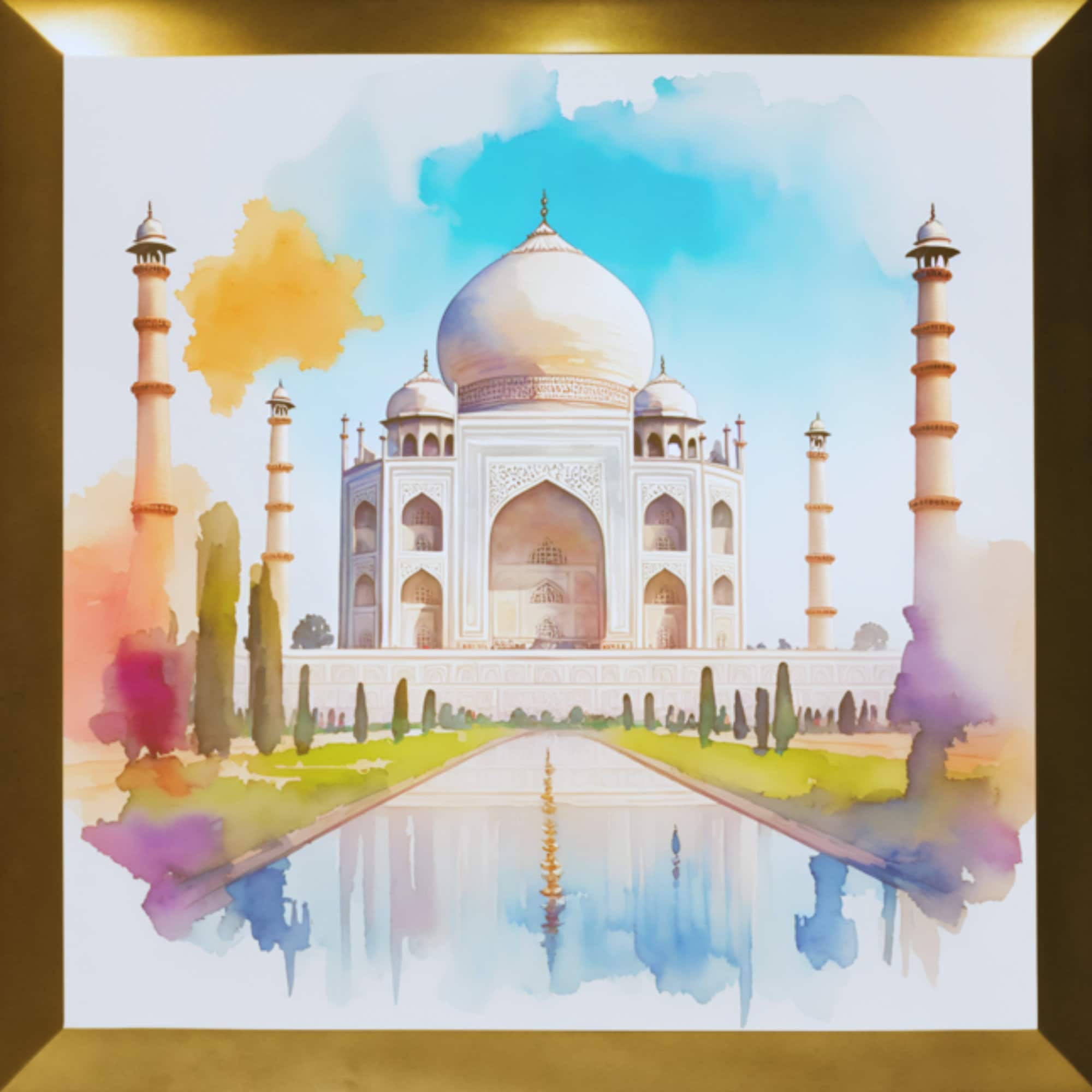 Unique Taj Mahal Watercolor Art Digital Print Agra Wall Decor India ...