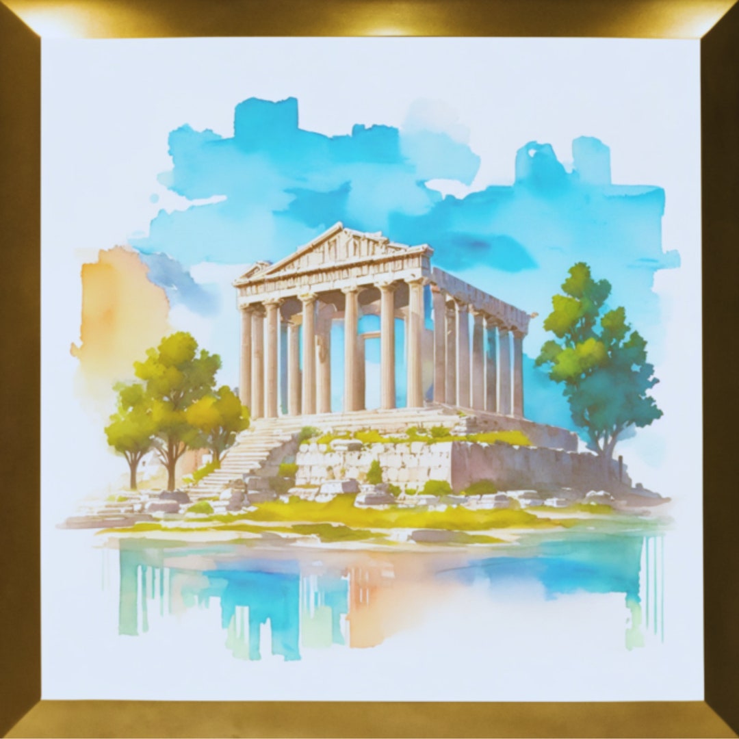Unique Acropolis Watercolor Art Digital Print Athens Wall Decor Greece ...
