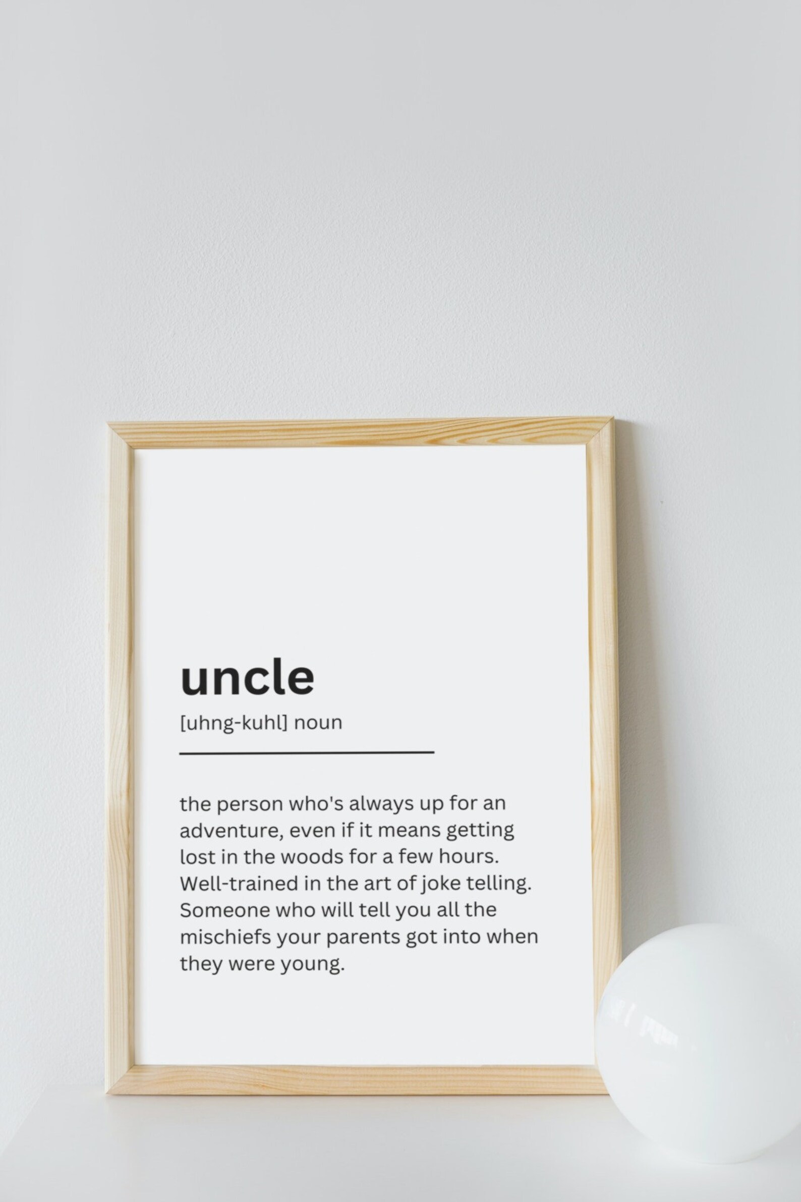 Unique Uncle Word Definition, Digital Art Print for Uncle, Printable ...
