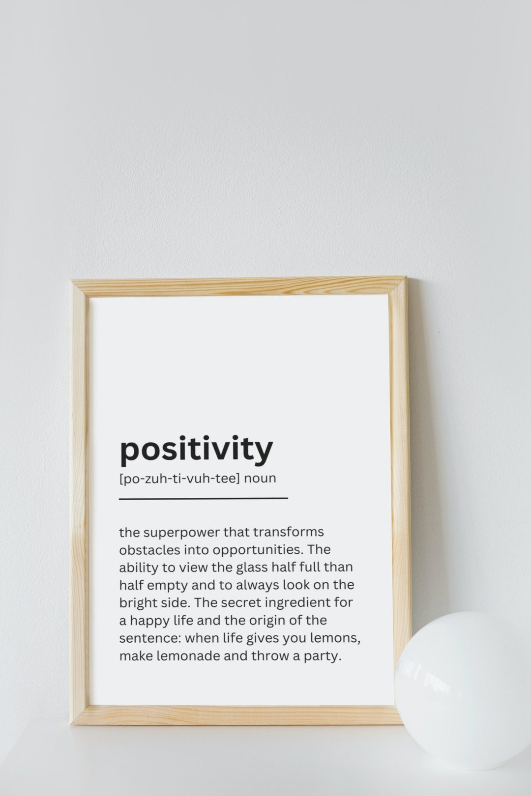 Unique Positivity Word Definition, Digital Art Print for Positivity ...