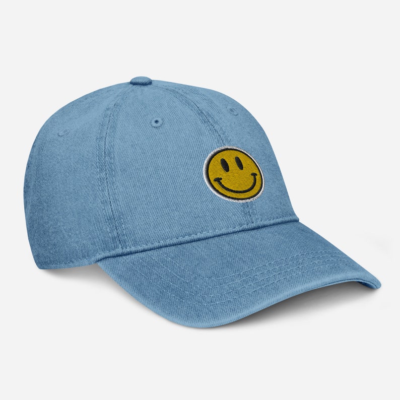 SMILEY FACE Hat Embroidered Smiley Monogram Denim Cute Gift - Etsy