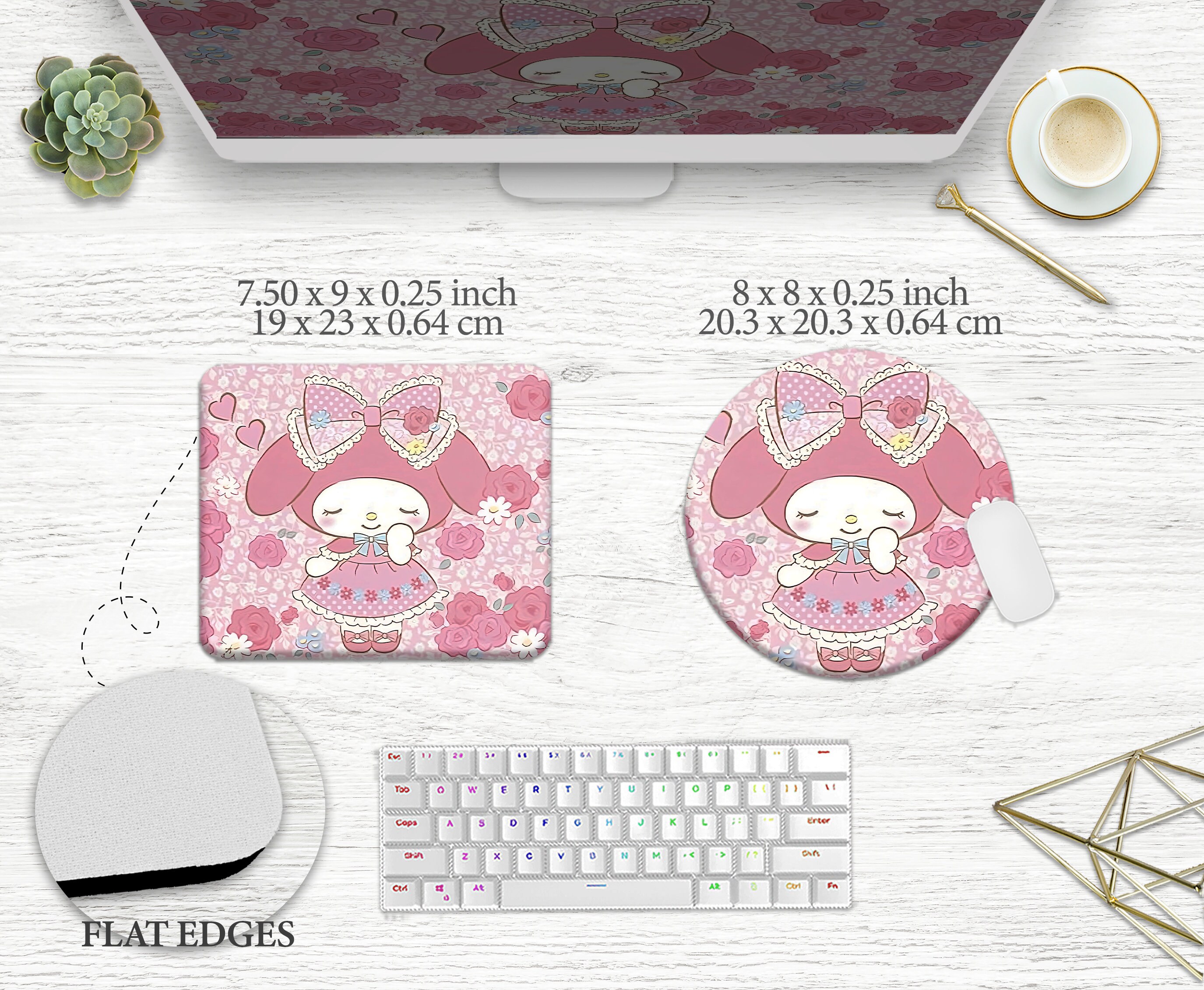 My Melody and Kuromi Deskmat Pink Cute Mousepad Large XXL XL Deskpad ...