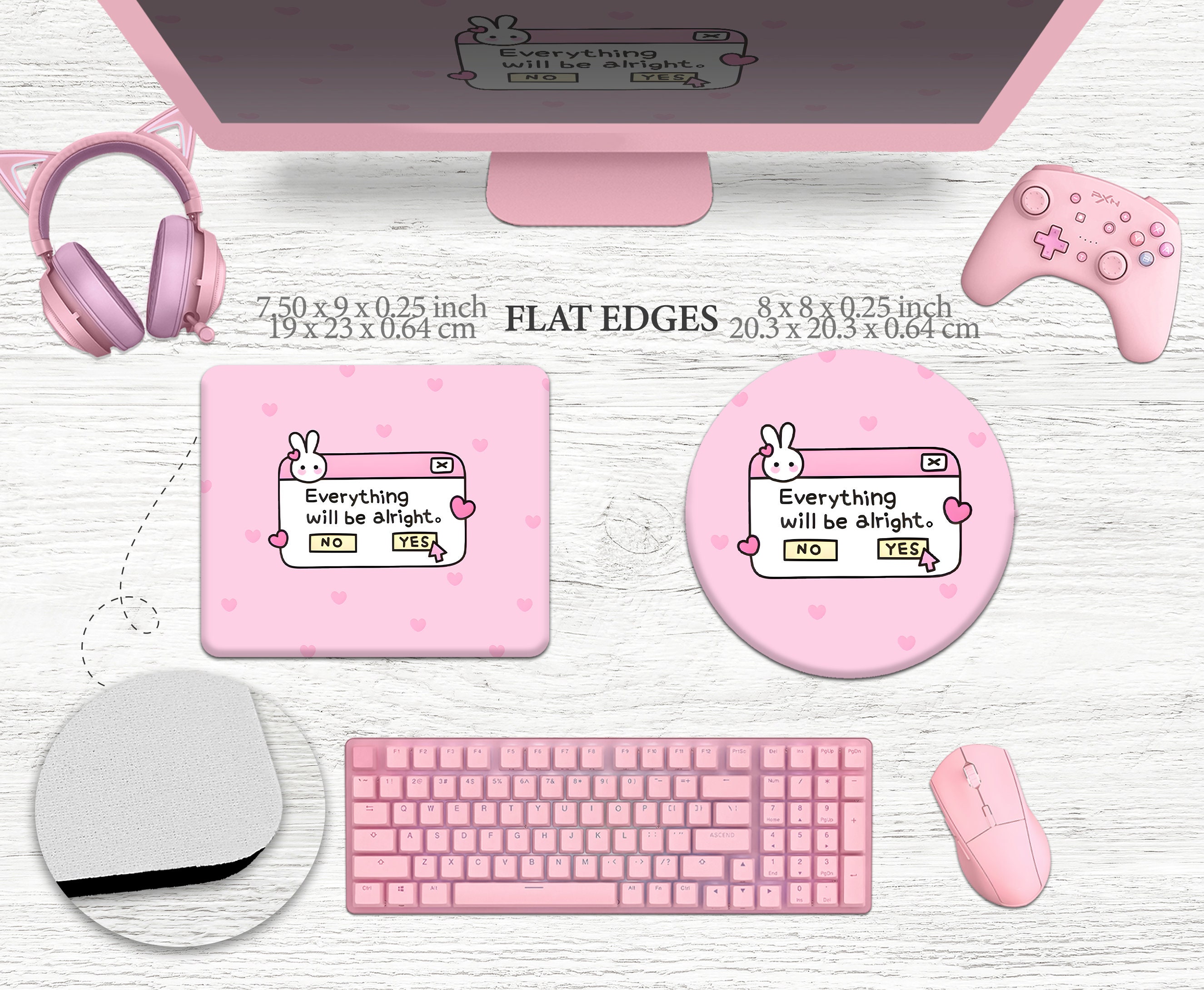 Cute Pink Desk Mat Kawaii Rabbit Anime Mousepad Aesthetic - Etsy