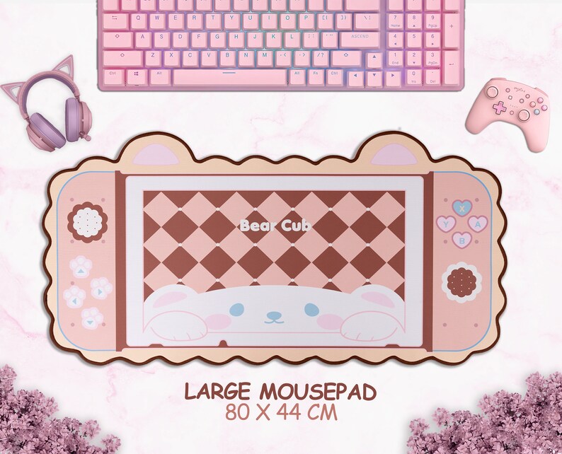 Kawaii Mouse Pad Cute Deskmat Brown Anime Mousepad Pink - Etsy