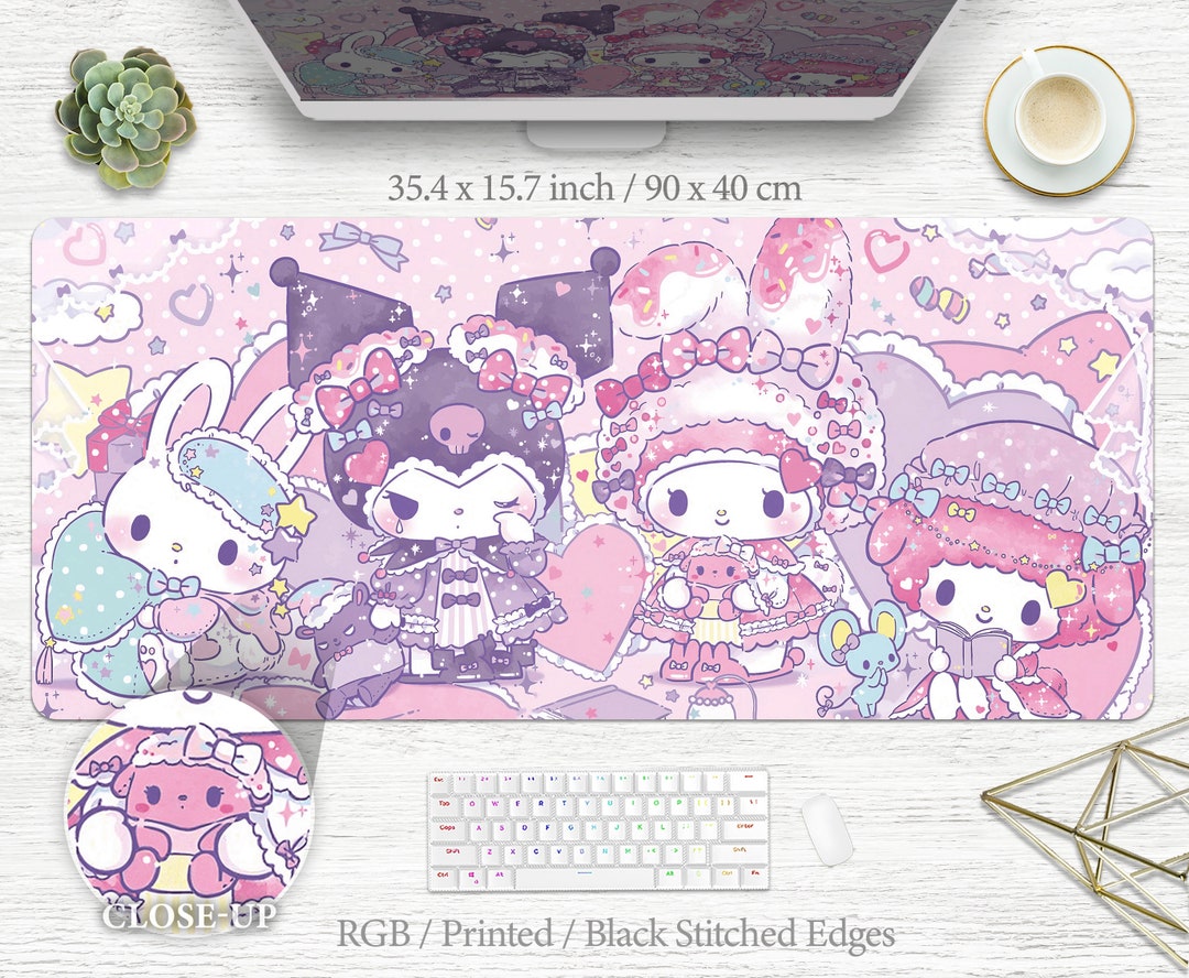 My Melody Mousepad Pink Desk Mat Cute Mouse Pad XXL XL Aesthetic Cute ...