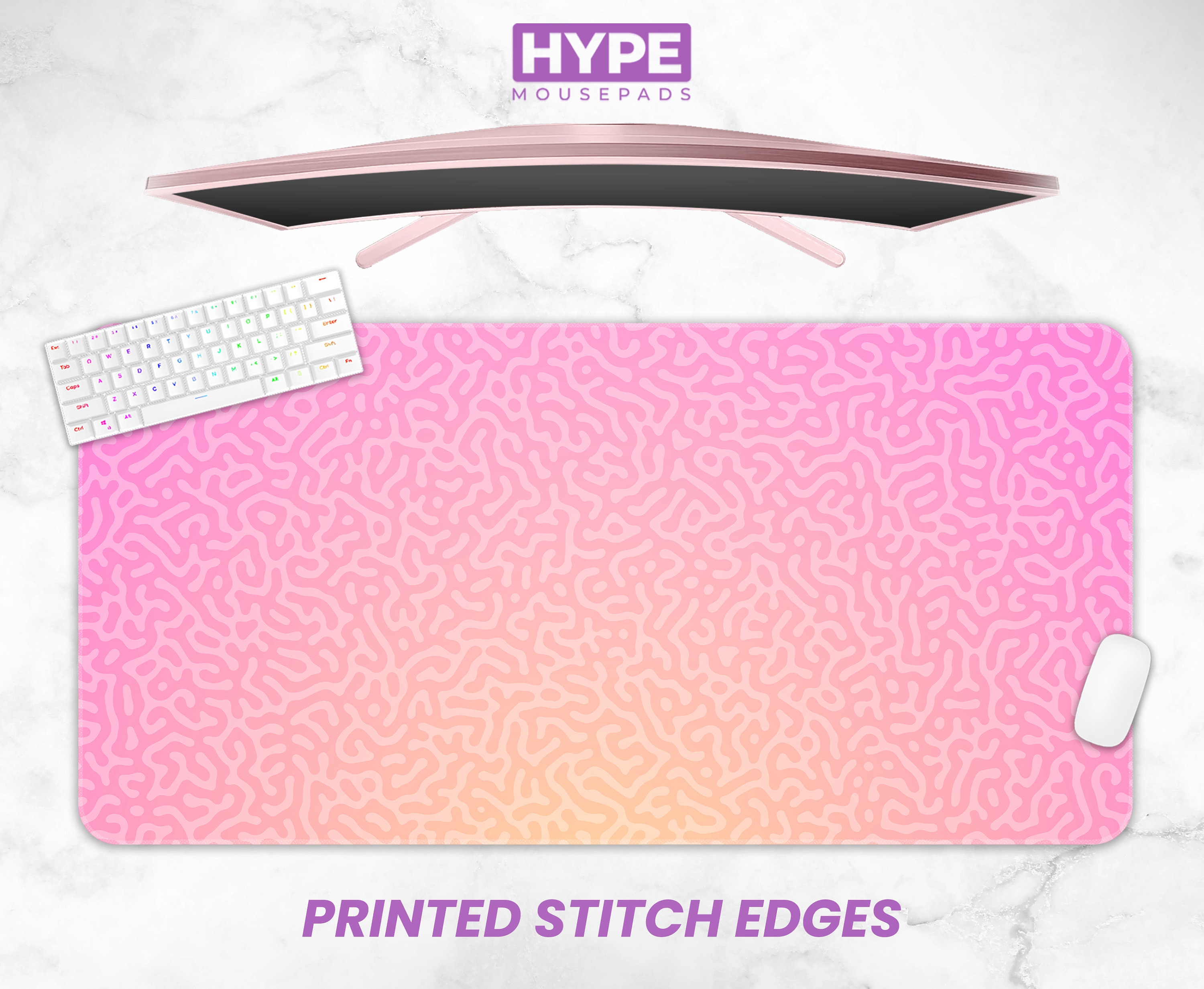 Gradient Pink Abstract Swirl Topographic Desk Mat,Mouse Pad sold by ...