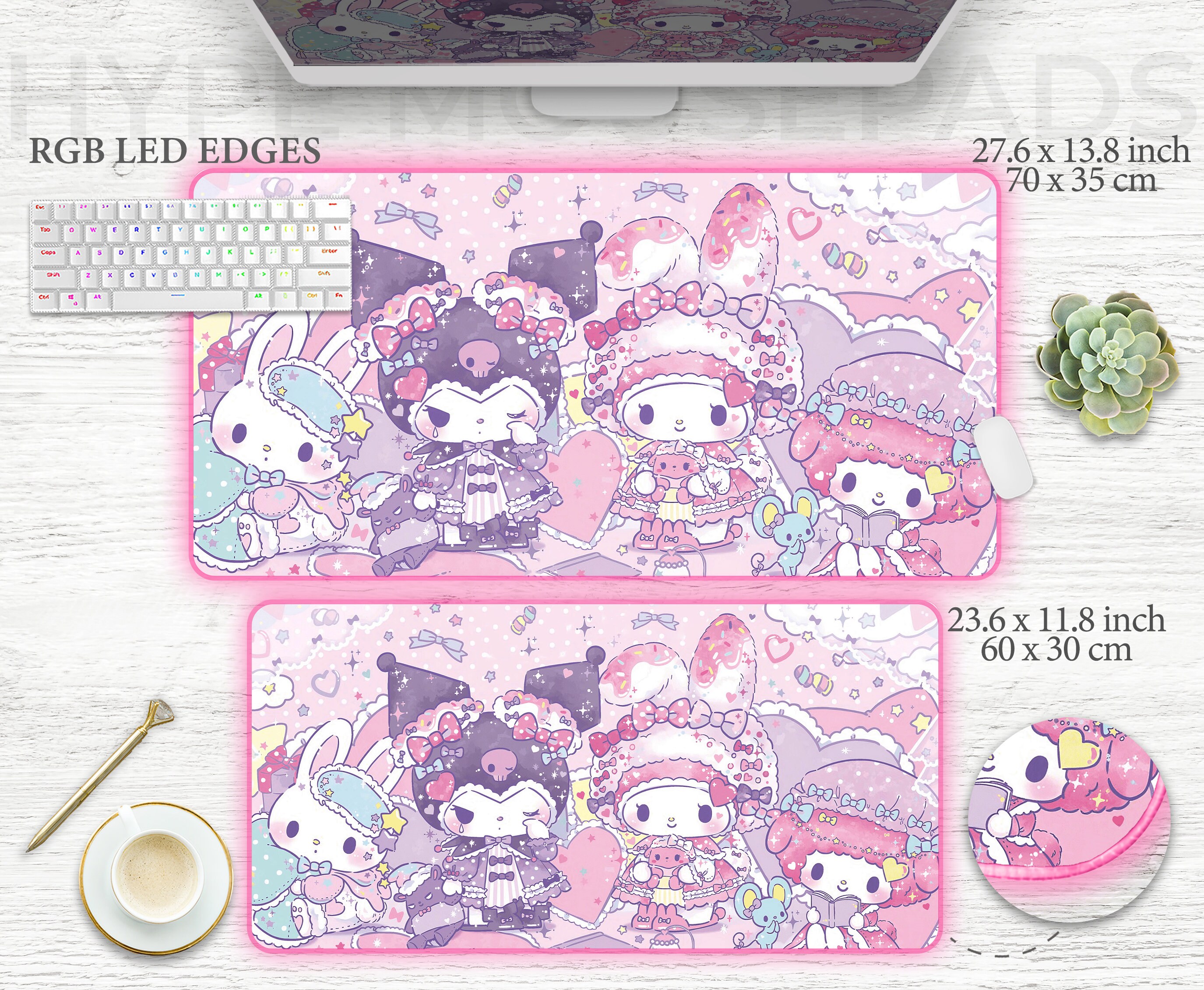 My Melody Mousepad Pink Desk Mat Cute Mouse Pad XXL XL Aesthetic Cute ...