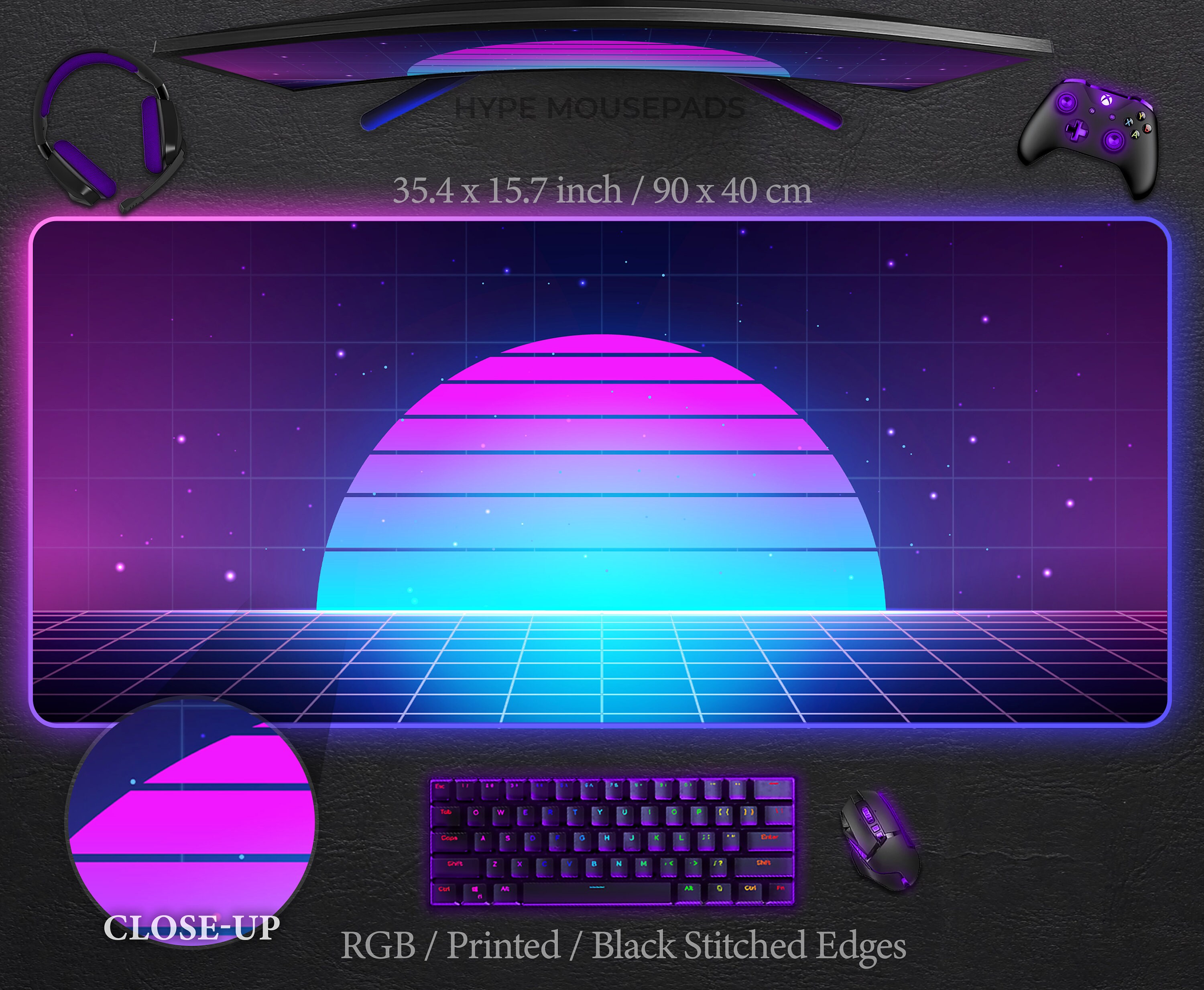 Vaporwave Mousepad RGB XXL Mousepad Gamer Mousepad Rgb XL Mousepad ...
