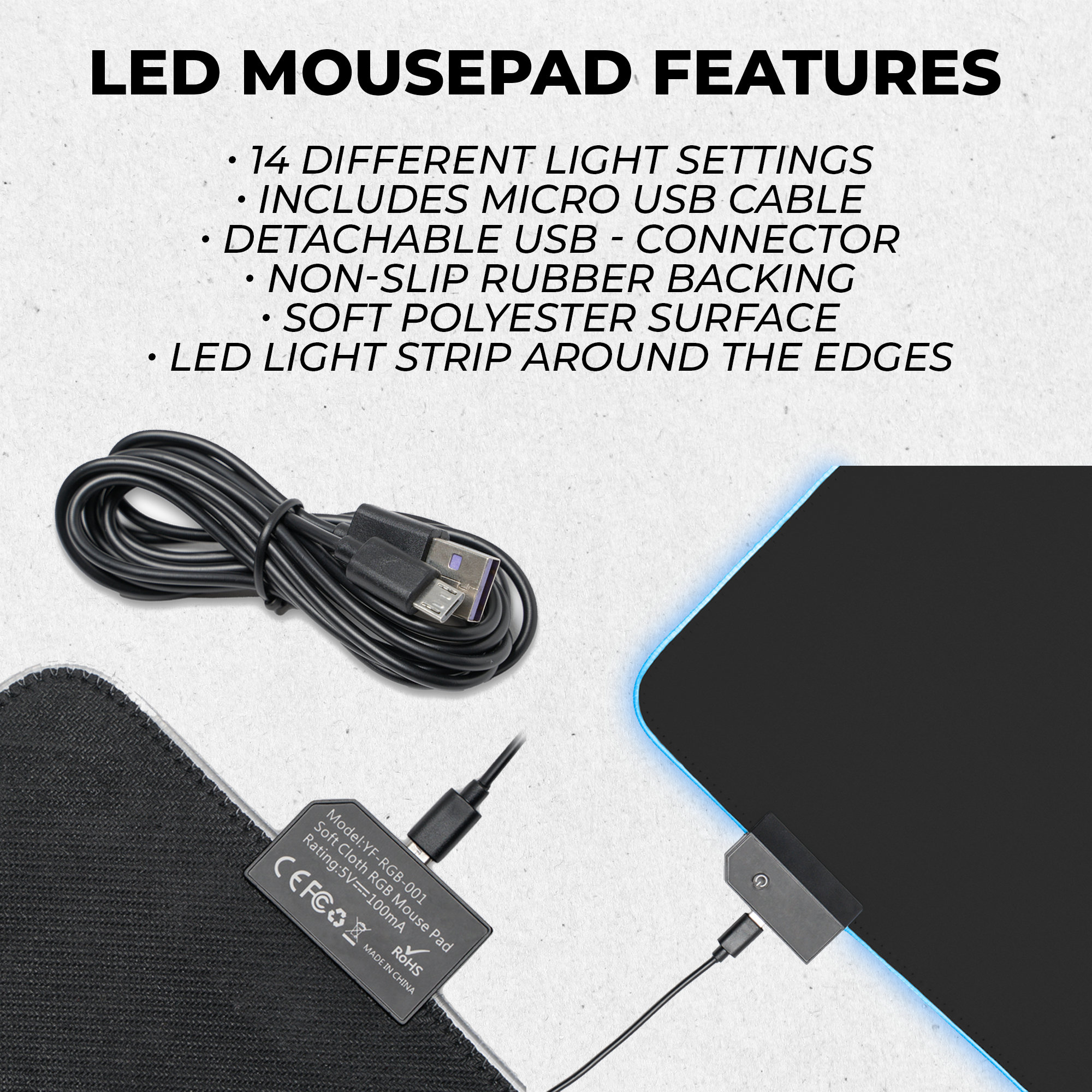 Green Black LED Topographic Mousepad - Abstract Neon Green Desk Mat ...