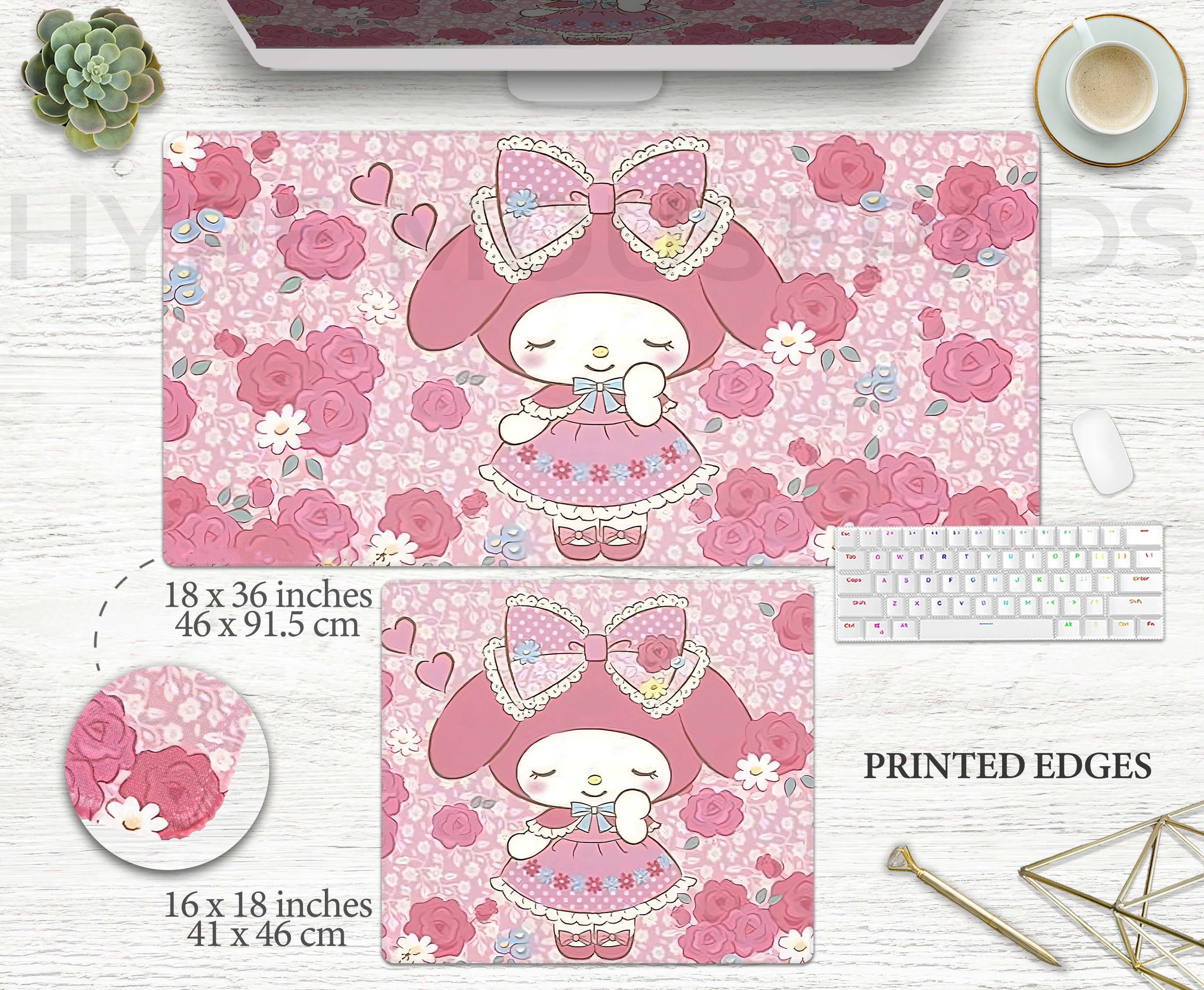 My Melody and Kuromi Deskmat Pink Cute Mousepad Large XXL XL Deskpad ...