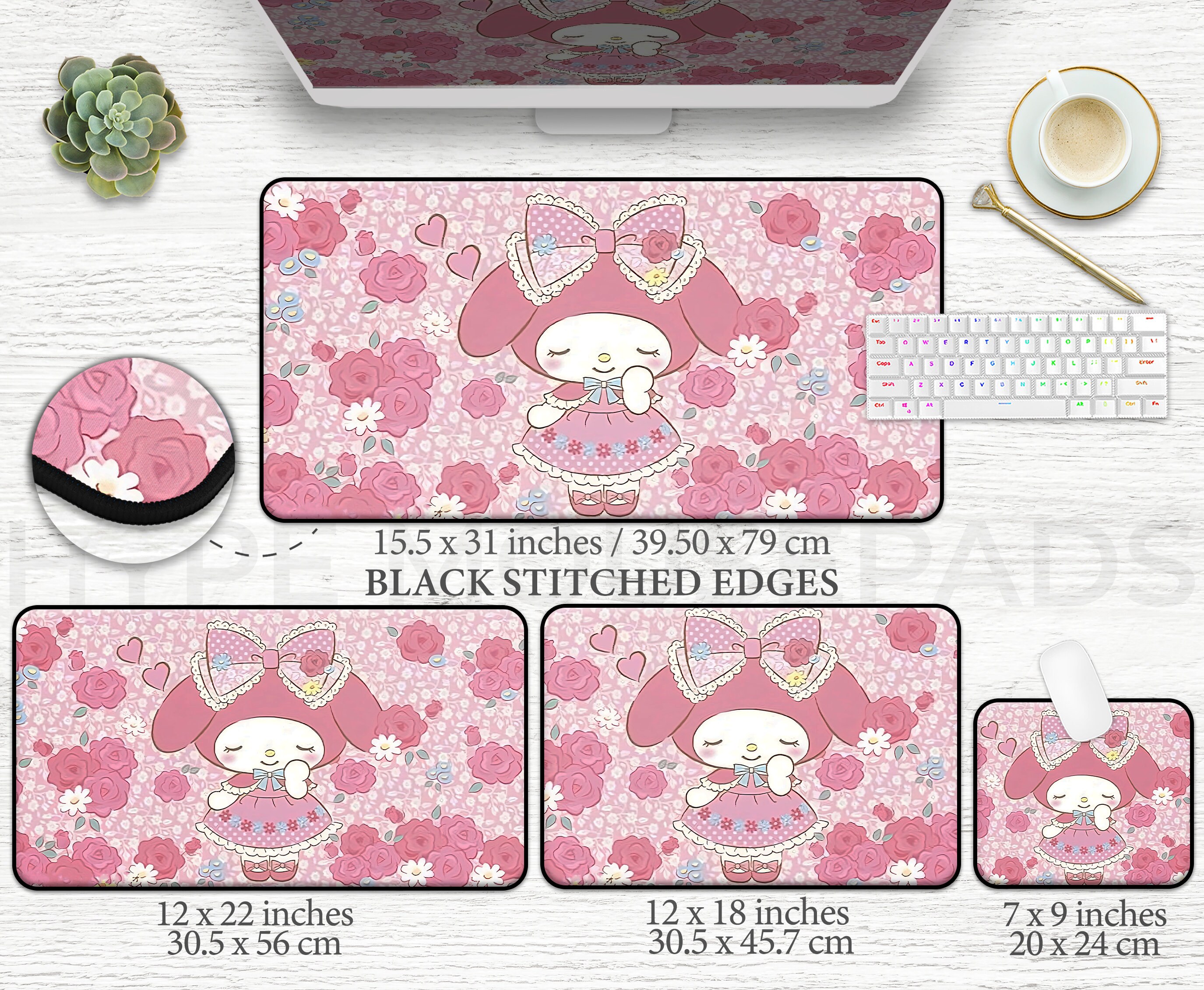 My Melody and Kuromi Deskmat Pink Cute Mousepad Large XXL XL Deskpad ...