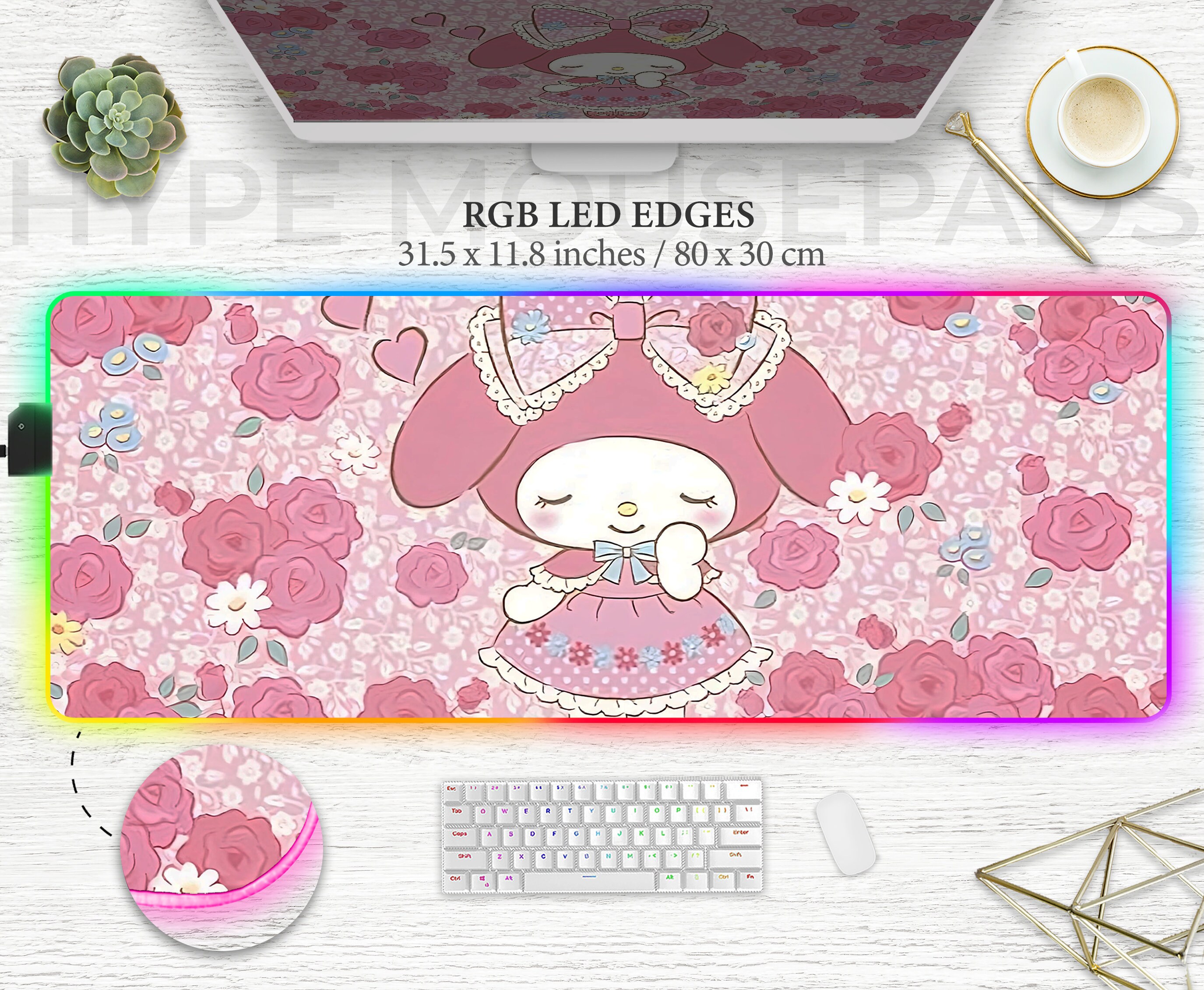 My Melody and Kuromi Deskmat Pink Cute Mousepad Large XXL XL Deskpad ...
