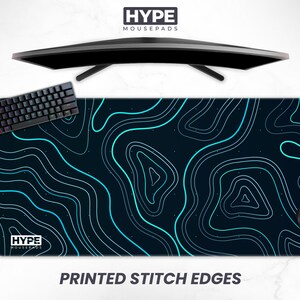 Topo Mousepad RGB Mouse Pad XXL Desk Pad XL Mouse Mat Rgb Deskmat Blue Topographic Deskpad Rgb ...