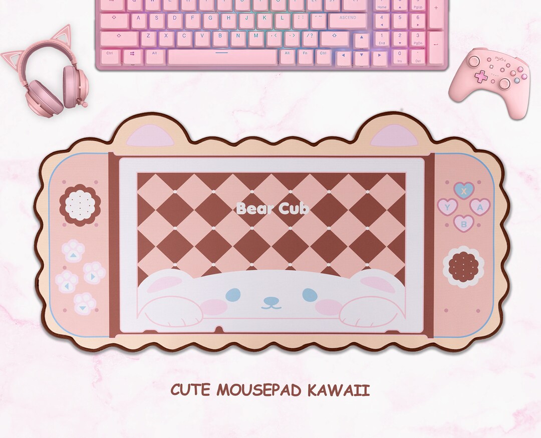 Kawaii Mouse Pad Cute Deskmat Brown Anime Mousepad Pink Mousemat Bunny ...