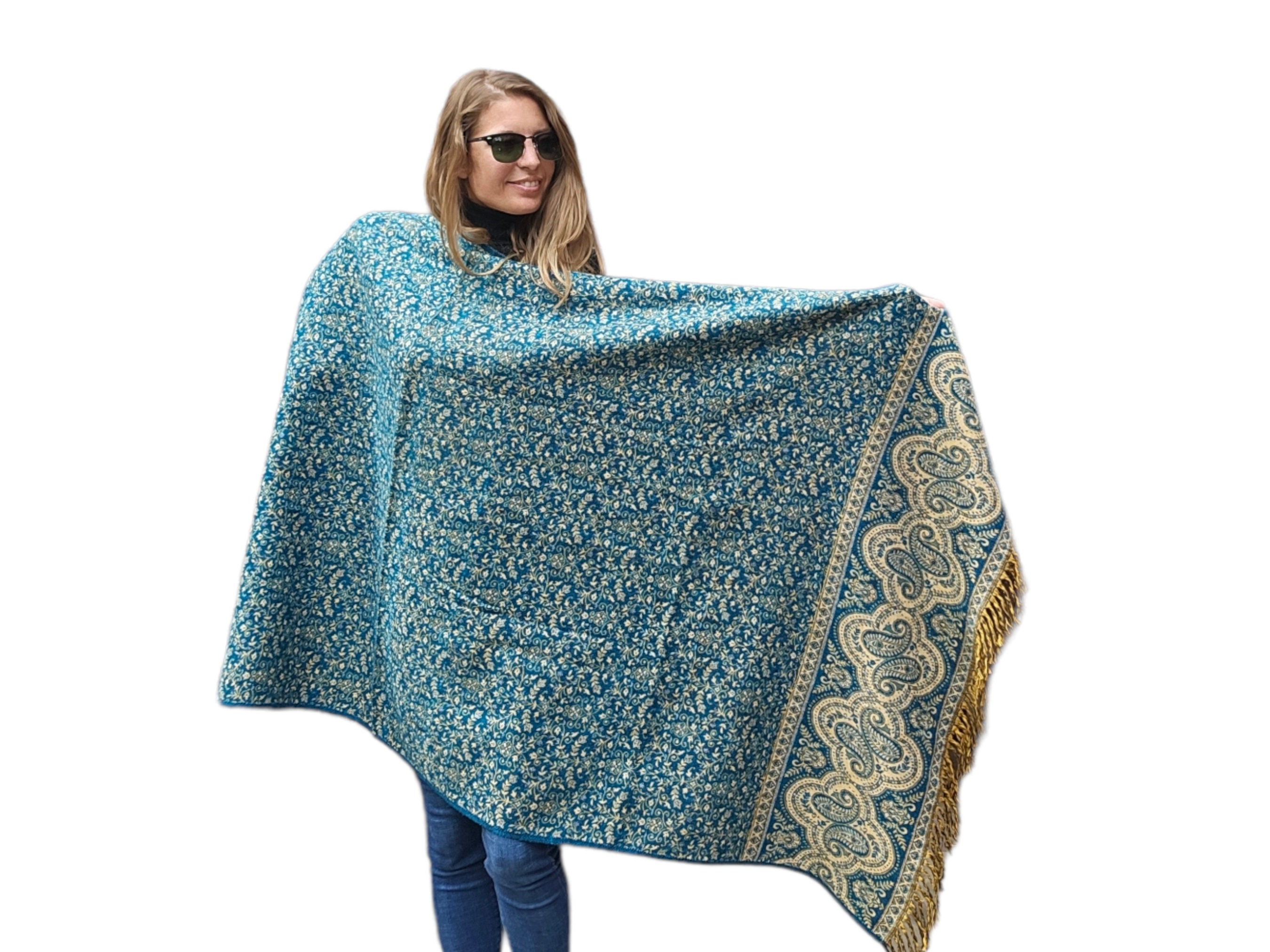 200x87 Cm, Handloomed Himalayan Yak Woolen and Cotton Mix Shawl, Warm ...