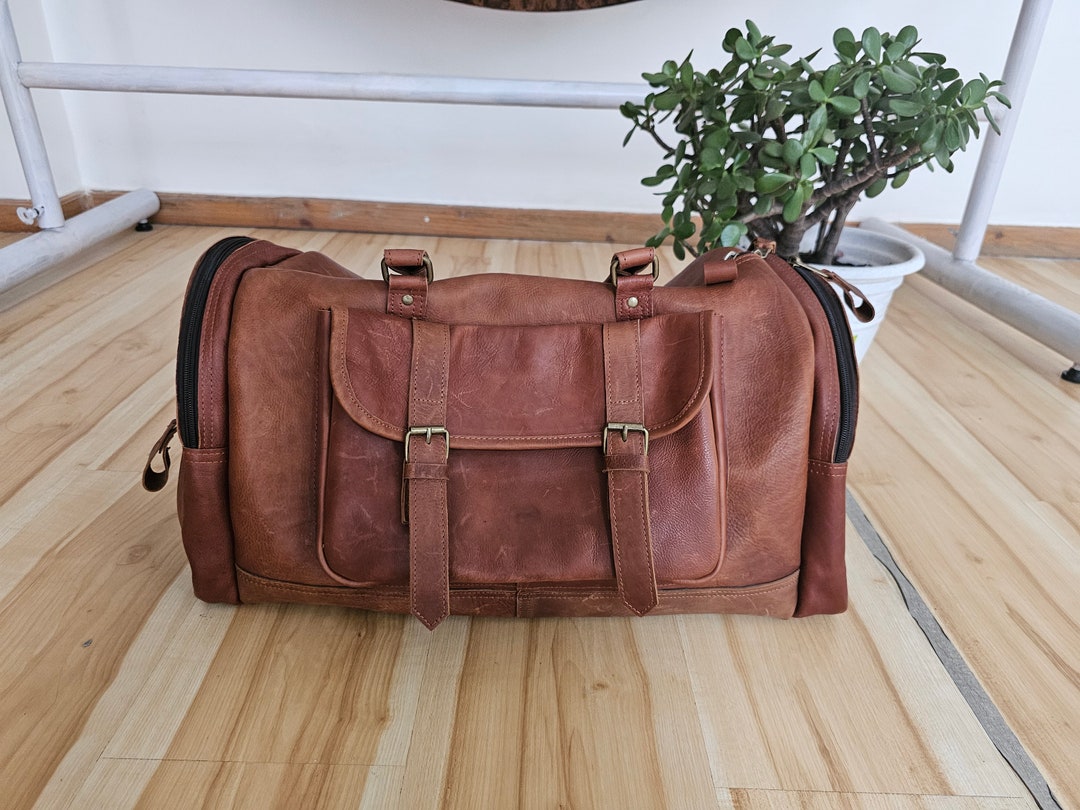 50x38 Cm, Unisex Pure Leather Bag for Travel/gym With External Pocket ...
