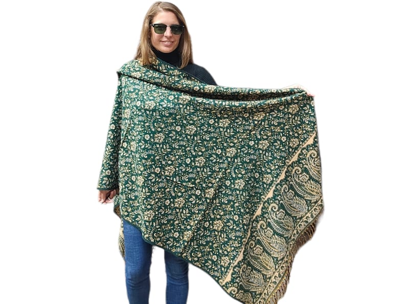 200x87 Cm, Handloomed Himalayan Yak Woolen and Cotton Mix Shawl, Warm ...