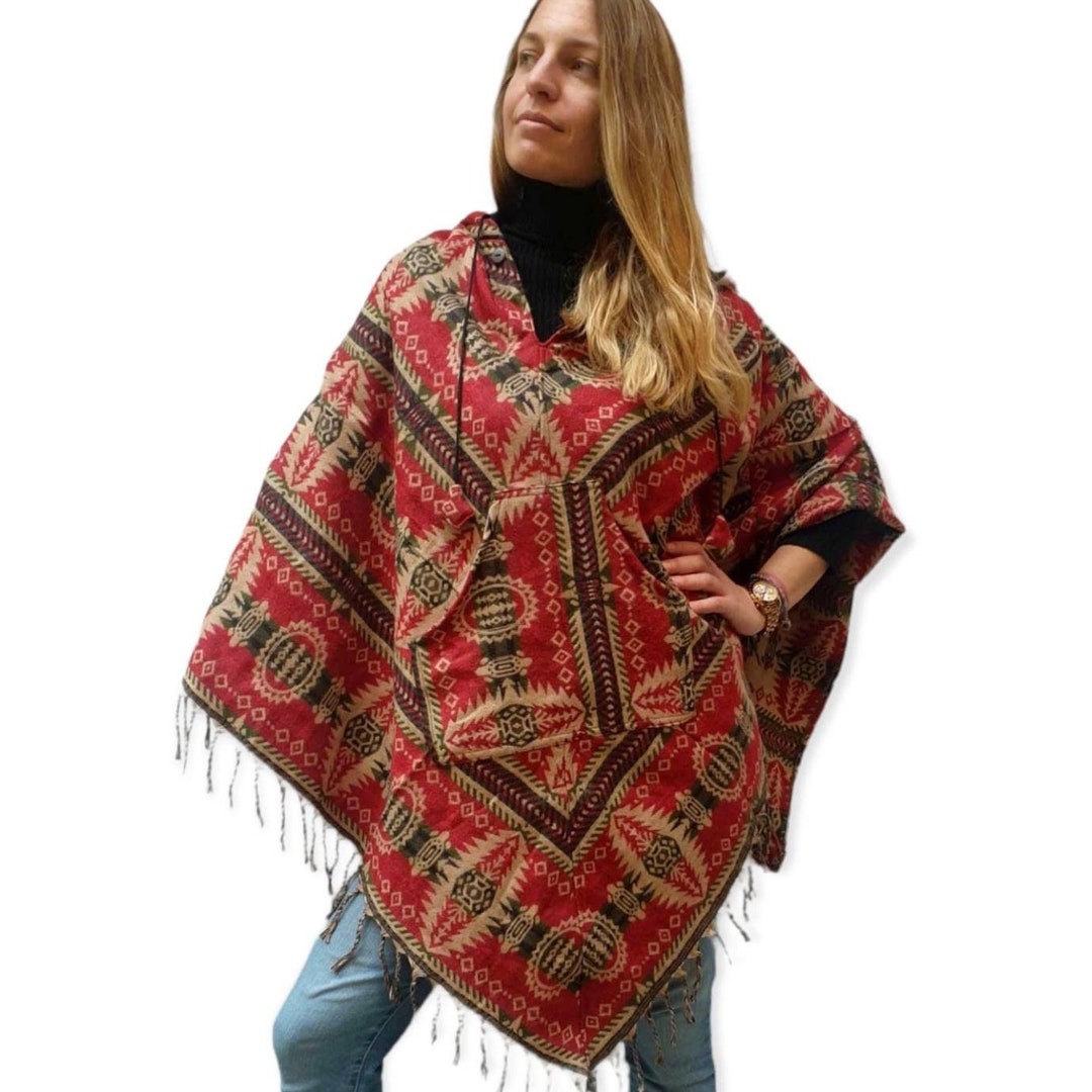 Handloomed Himalayan Yak Wool and Cotton Mix Poncho,very Warm and ...