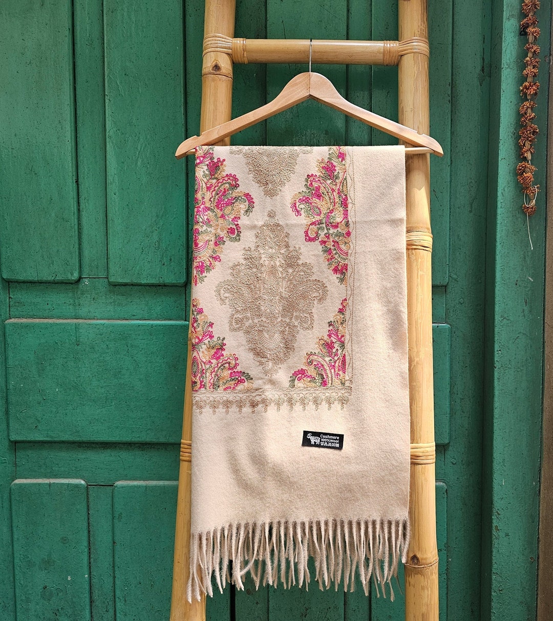 190x70 Cm, Woolen Embroidered Shawl, Elegant, Soft & Warm With Heavy ...
