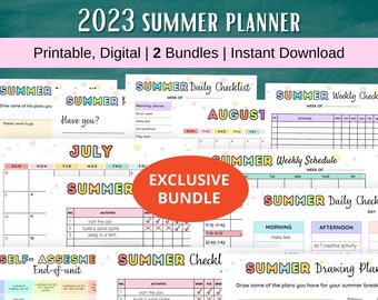 Summer 2024 Planner Bundle Printable Editable | Summer Calendar ...