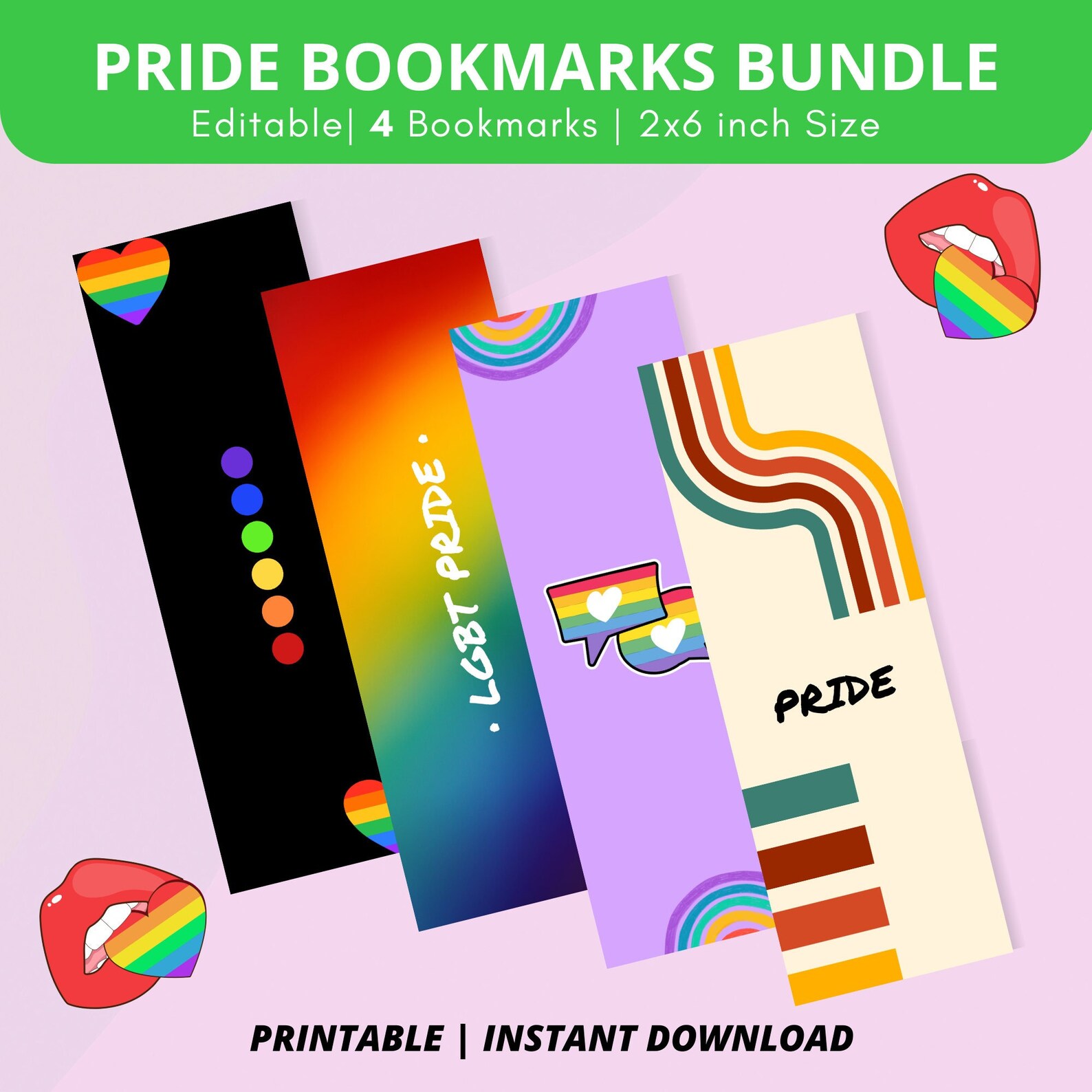 LGBT Pride Bookmark Collection, Digital Bookmarks, Bookish Bookmarks ...