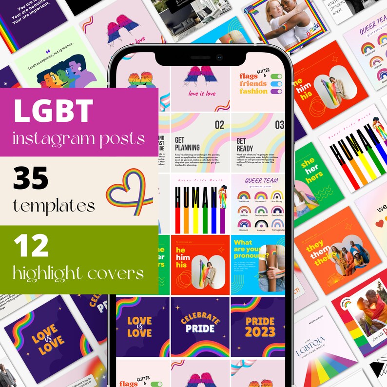 LGBT Pride Instagram Post Templates: Social Media Kit (canva) - Etsy
