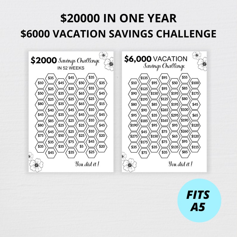 Mini Savings Challenge Printable, Savings Challenge Bundle A5 Savings ...