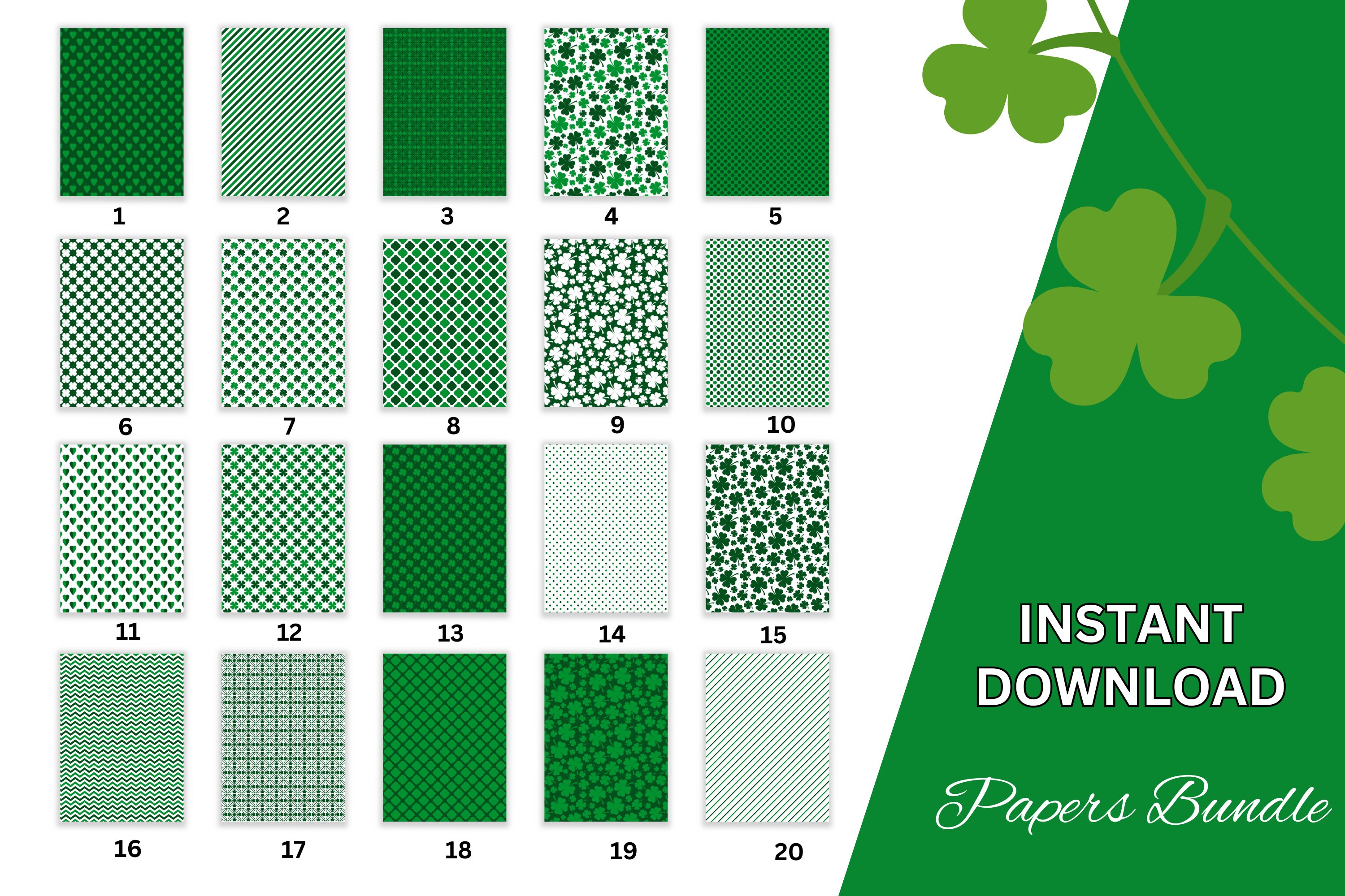 St Patricks Digital Paper Pack - Printable Graphic Design Patterns ...