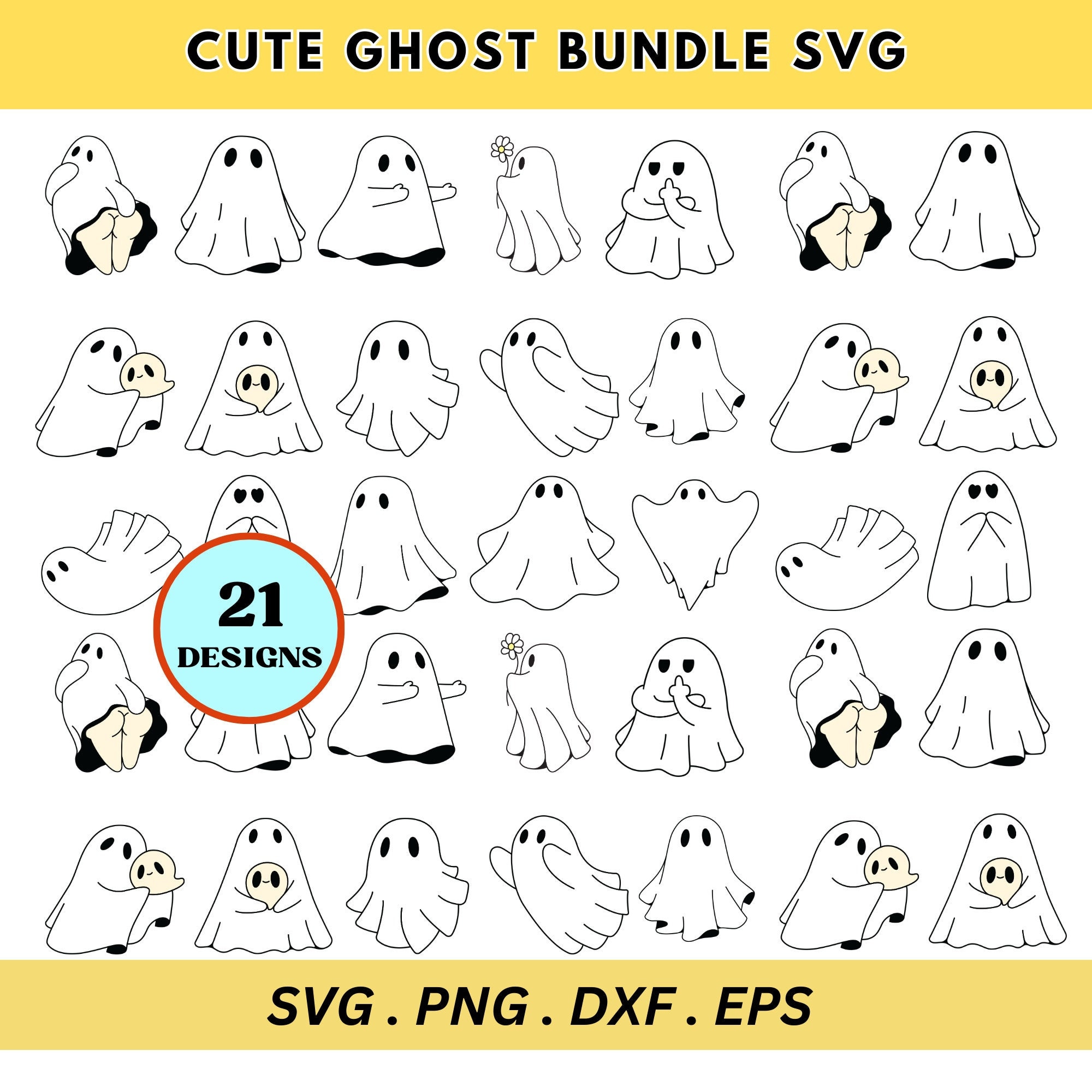 Ghost Bundle Svg Ghost Svg Halloween Svg Cute Ghost Svg - Etsy