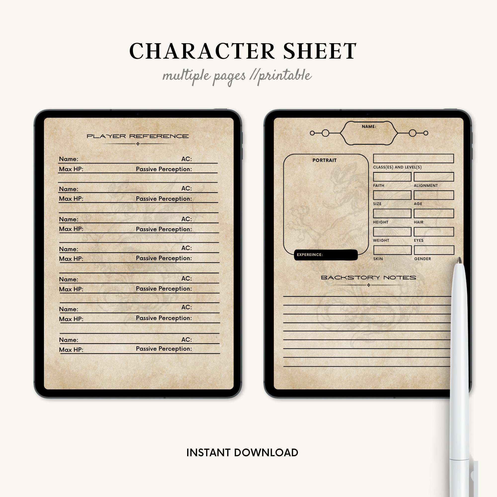 Minimal Dnd Character Sheet, Dnd Player Gift, 32 Pages - Etsy UK
