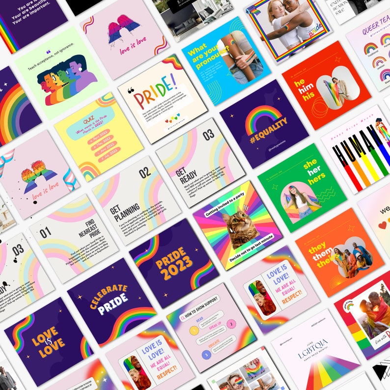 LGBT Pride Instagram Post Templates: Social Media Kit (canva) - Etsy