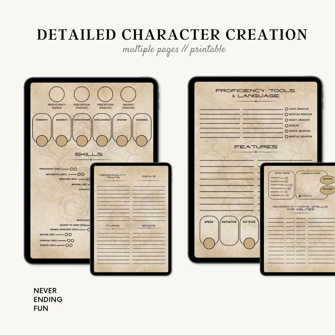 Minimal Dnd Character Sheet Dnd Player Gift 32 Pages - Etsy UK