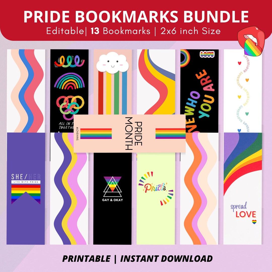 Pride Bookmark Printable, LGBTQIA+ Retro Rainbow Bookmark , Bookish ...