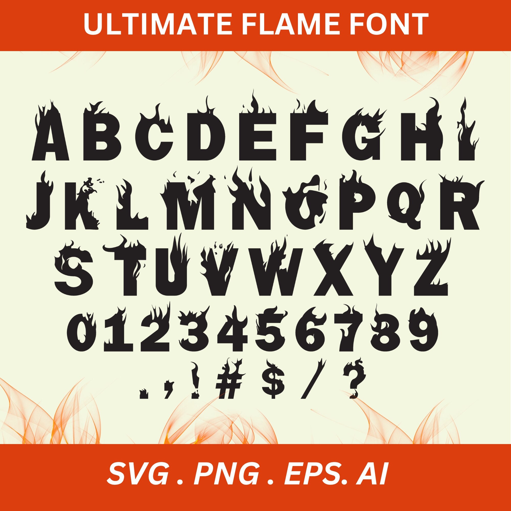 FIRE FONT SVG, Fire Font Alphabet , Flame Font Svg, Flame Font Cricut ...