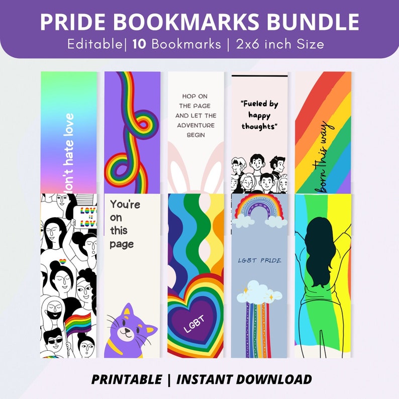 Pride Bookmark Printable, LGBTQIA+ Retro Rainbow Bookmark , Bookish ...