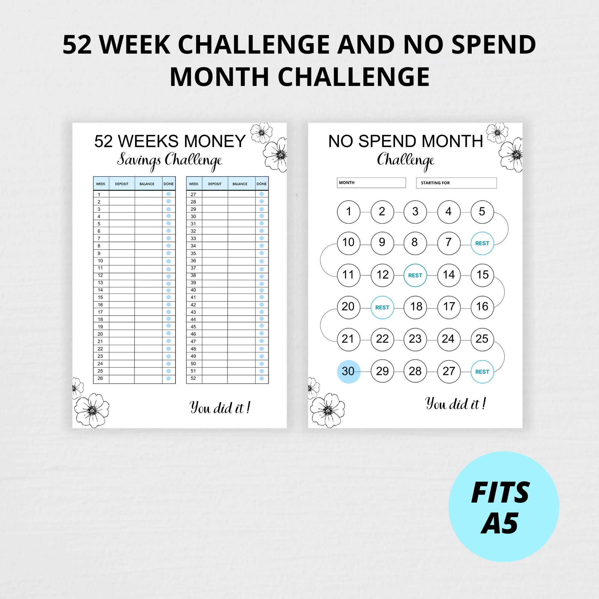 Mini Savings Challenge Printable, Savings Challenge Bundle A5 Savings ...