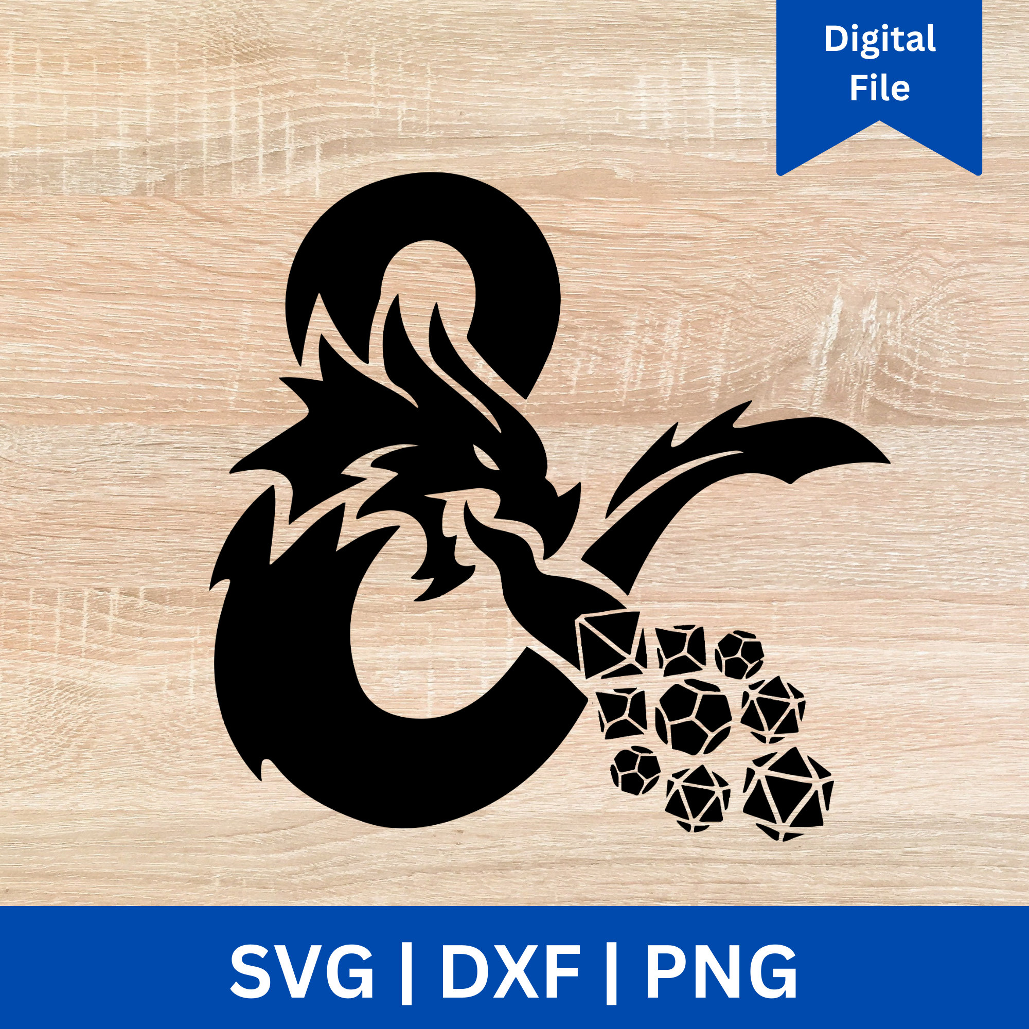 Dungeons and Dragons D&d Dragon and Dice Silhouette Outline Clipart ...