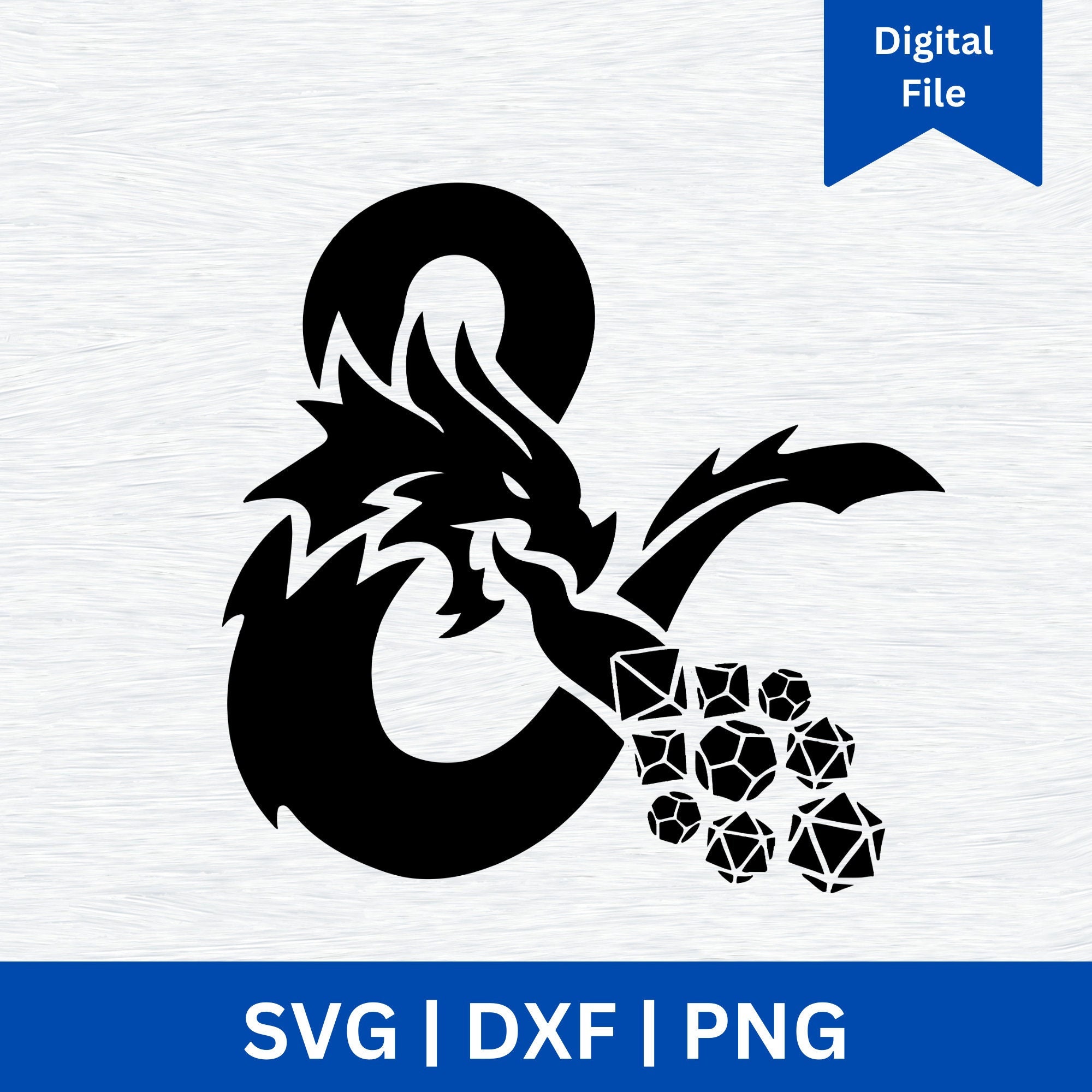 Dungeons and Dragons D&d Dragon and Dice Silhouette Outline Clipart ...