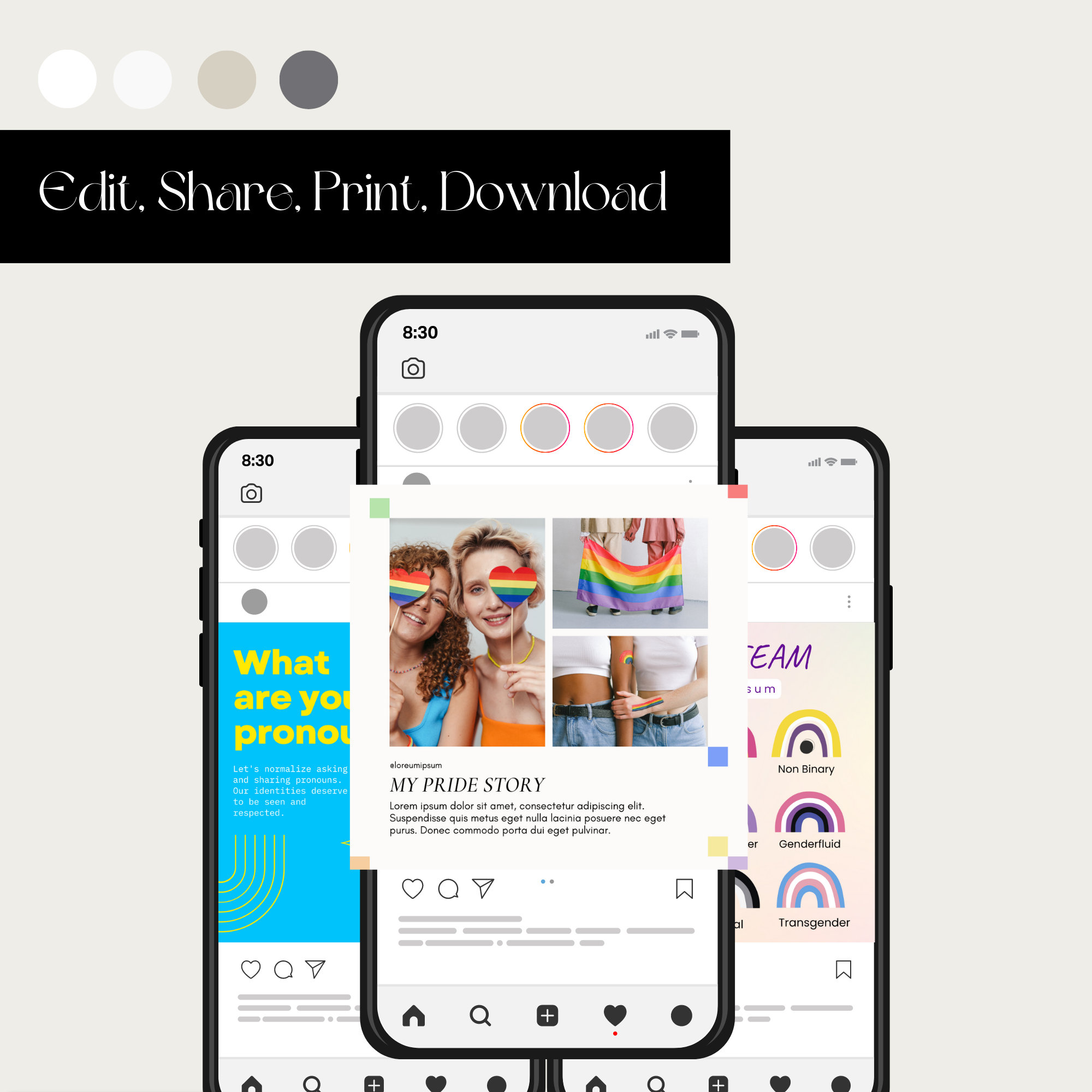 LGBT Pride Instagram Post Templates: Social Media Kit (canva) - Etsy