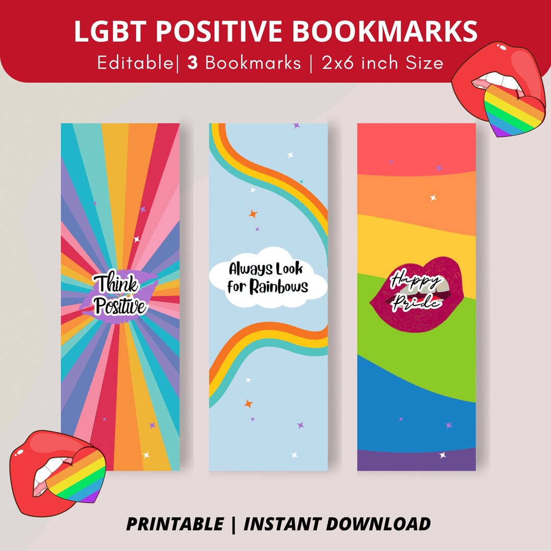 Pride Bookmark Printable, LGBTQIA+ Retro Rainbow Bookmark , Bookish ...